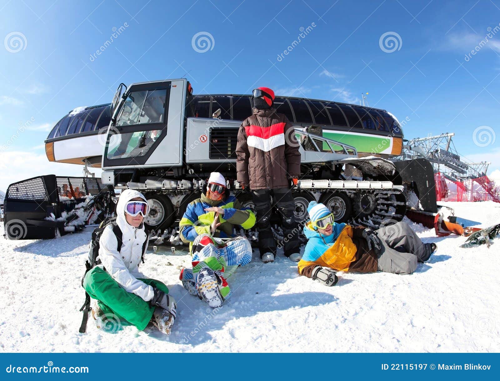 Friends Snowboarding on a Mountain Top Stock Image - Image of friends ...