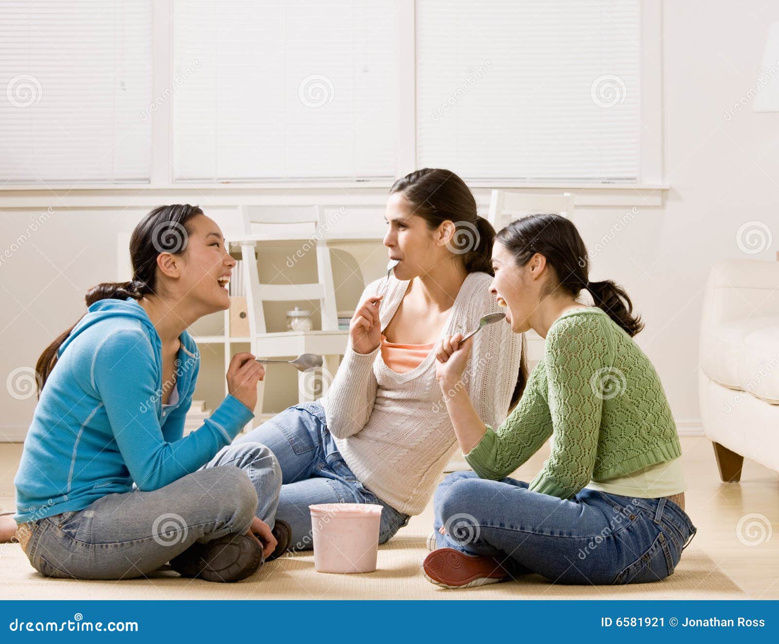Friends Socializing and Eating Ice Cream Stock Image - Image of eating ...