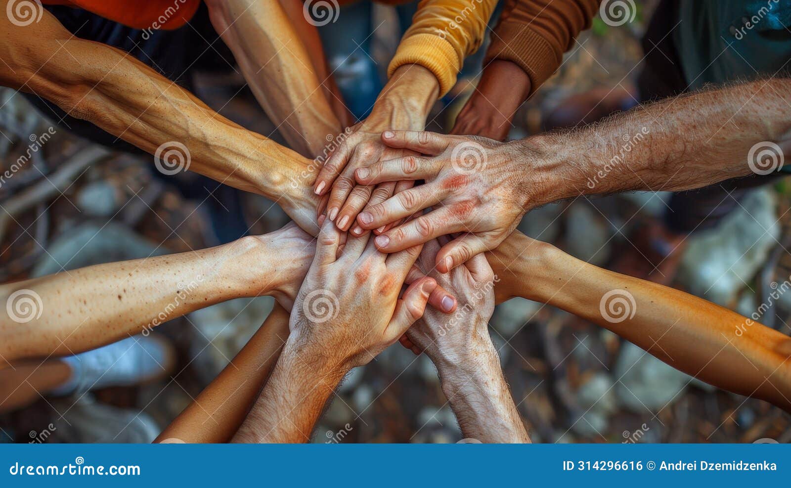 Friends Stacking Their Hands To Show Unity and Teamwork. Stock Photo ...
