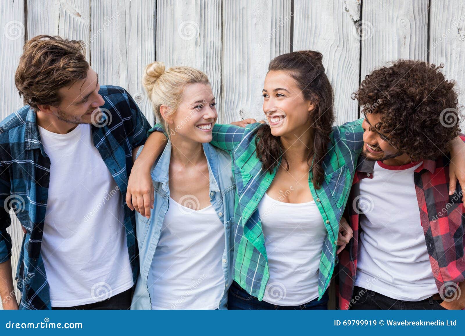 Friends Standing with Arms Around Stock Image - Image of hang ...