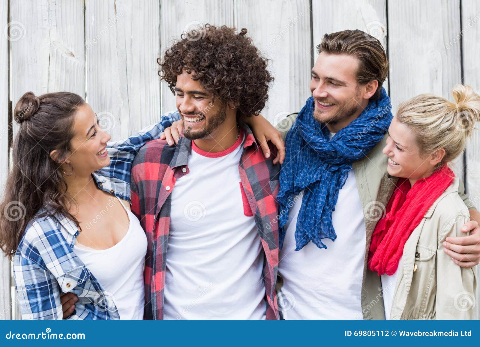 Friends Standing with Arms Around Stock Photo - Image of female ...
