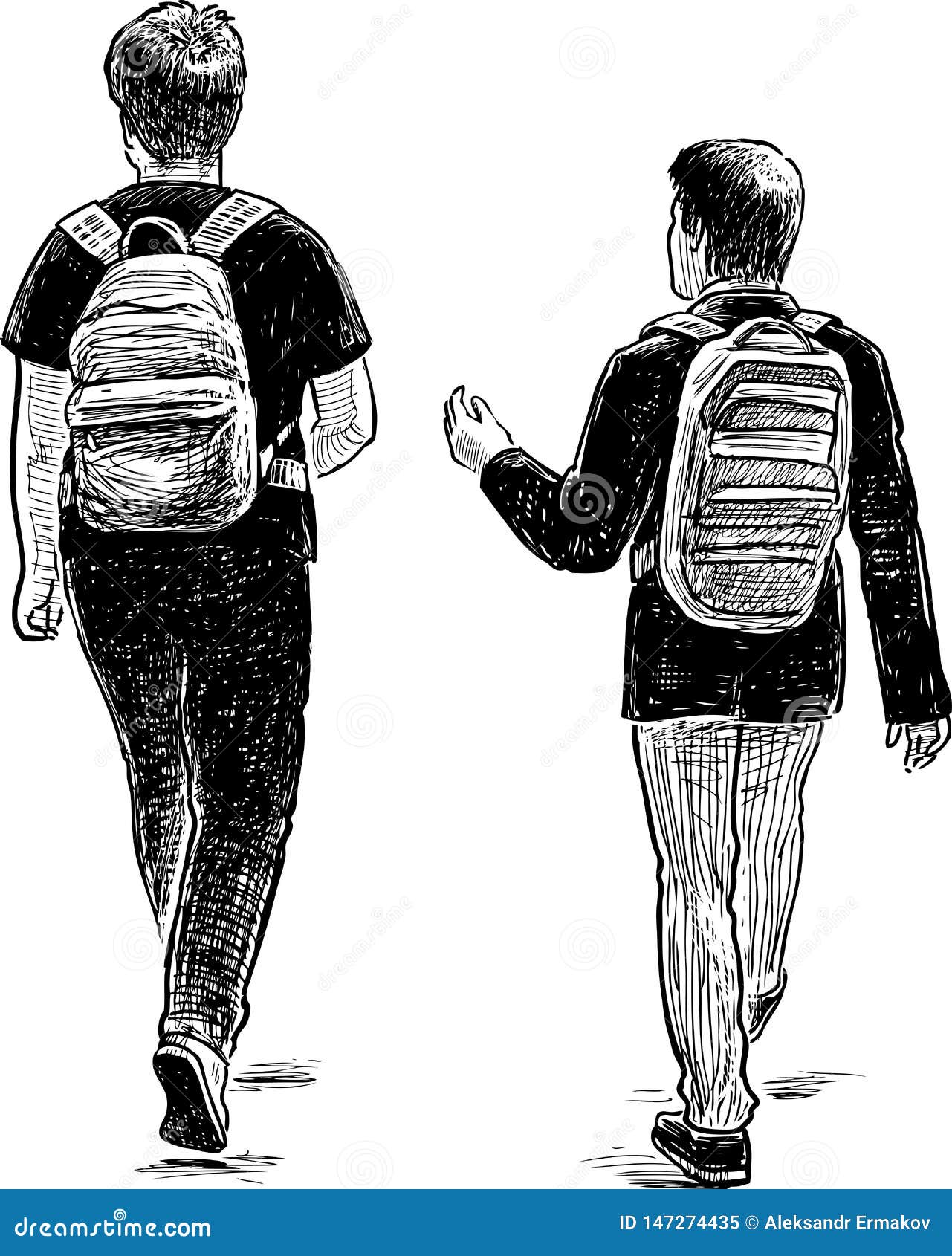 Friends Walking Together Drawing