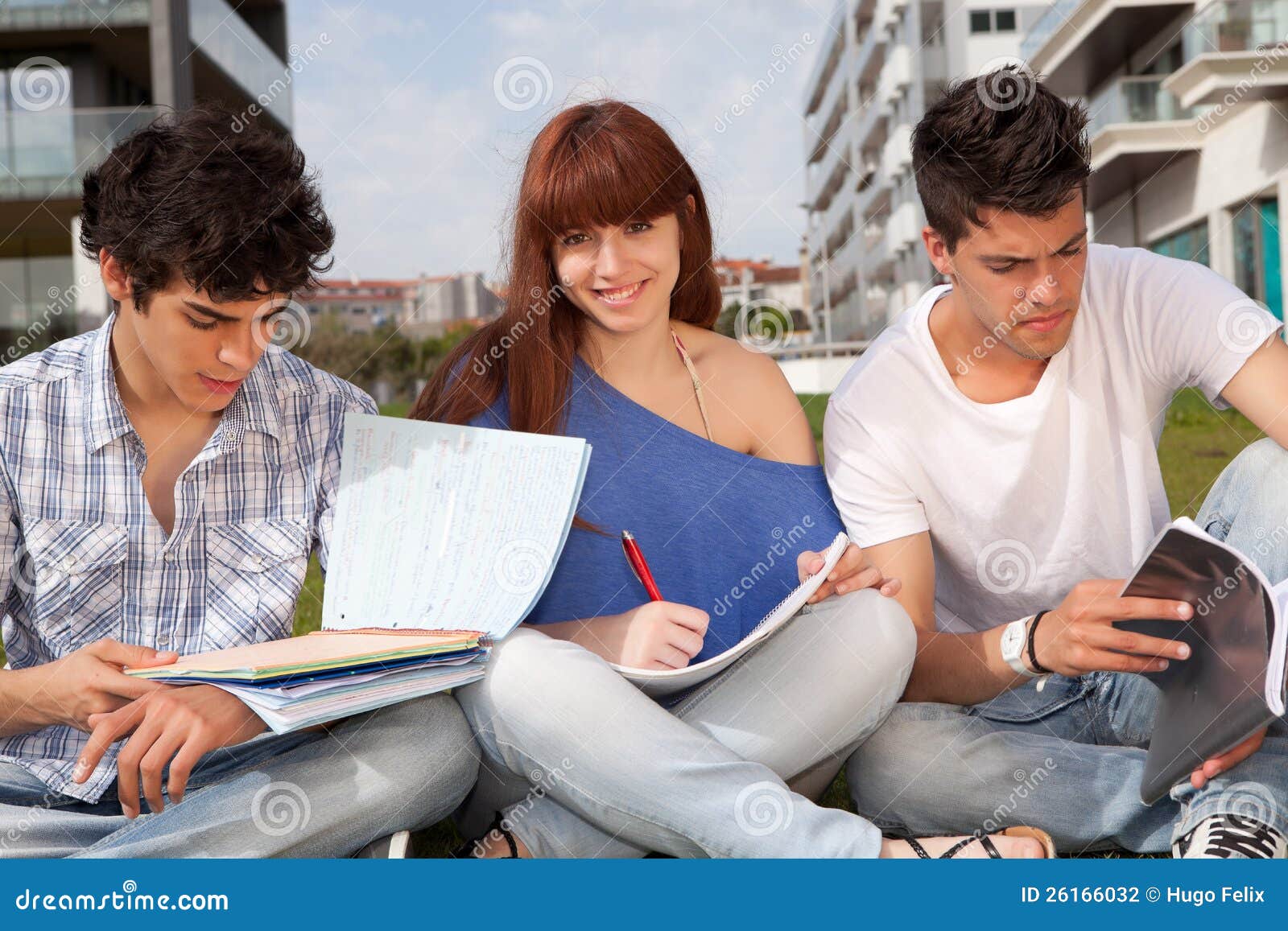 Friends studying stock photo. Image of nature, male, outside - 26166032