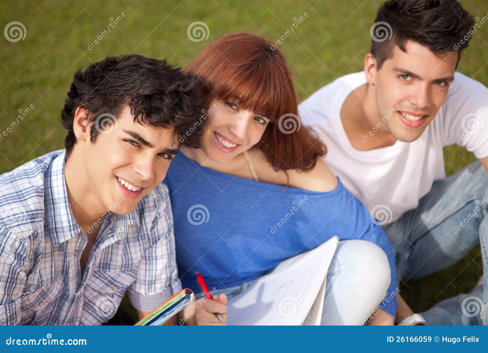 Friends studying stock image. Image of outside, learn - 26166059
