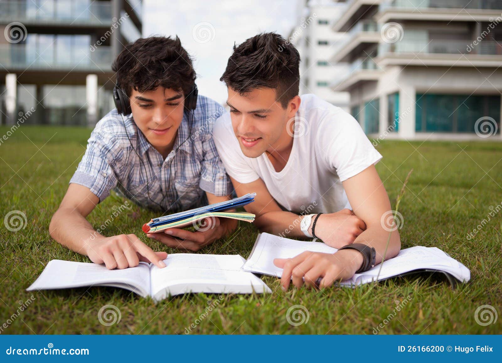 Friends studying stock photo. Image of cheerful, park - 26166200