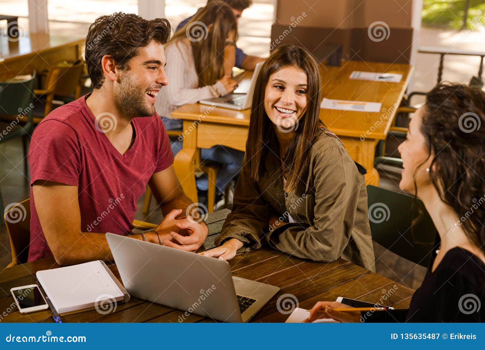 Friends studying together stock image. Image of male - 135635487