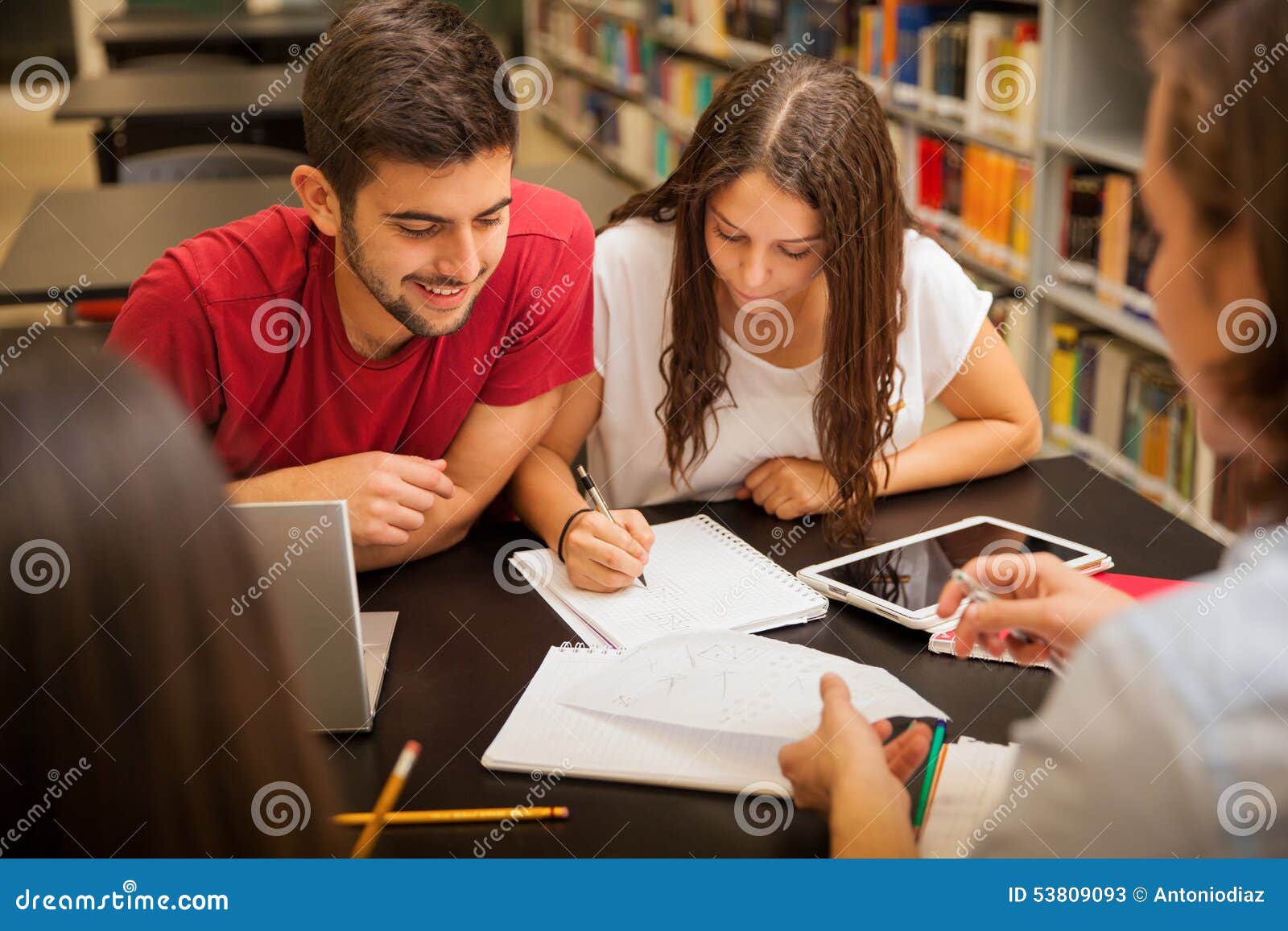 Friends studying together stock image. Image of explaining - 53809093