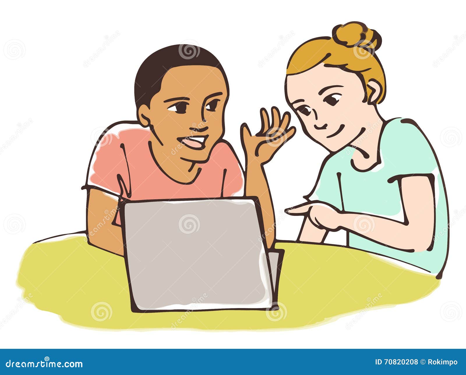 2 Students Working Together Clipart