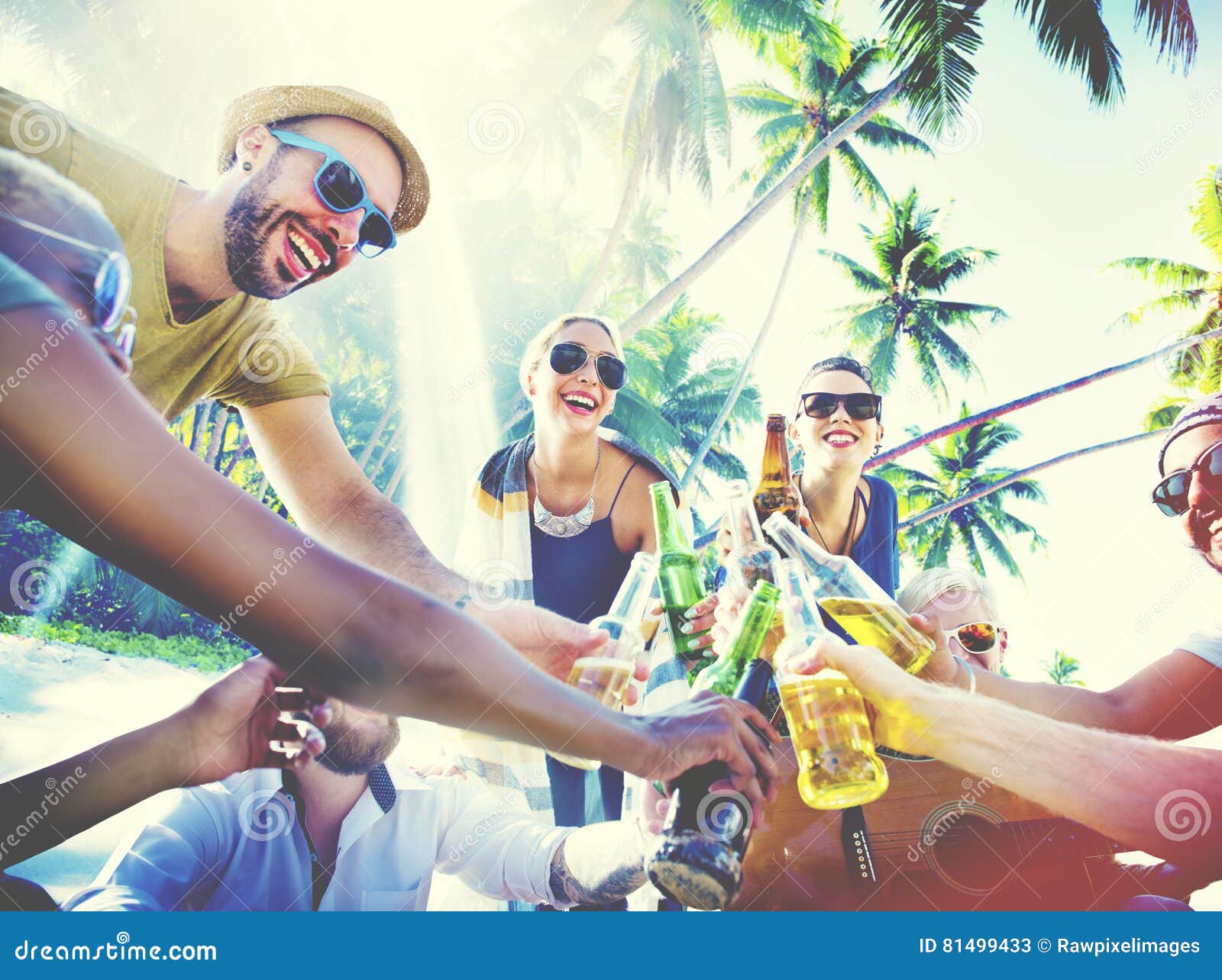 Friends Summer Beach Party Cheers Concept Stock Image - Image of ethnic ...