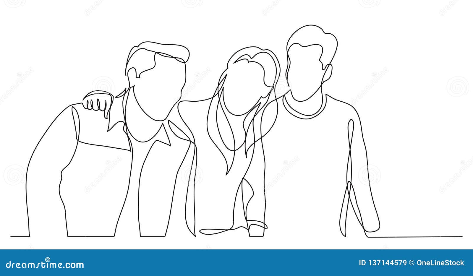 Friends Supporting Each Other - One Line Drawing Stock Illustration ...