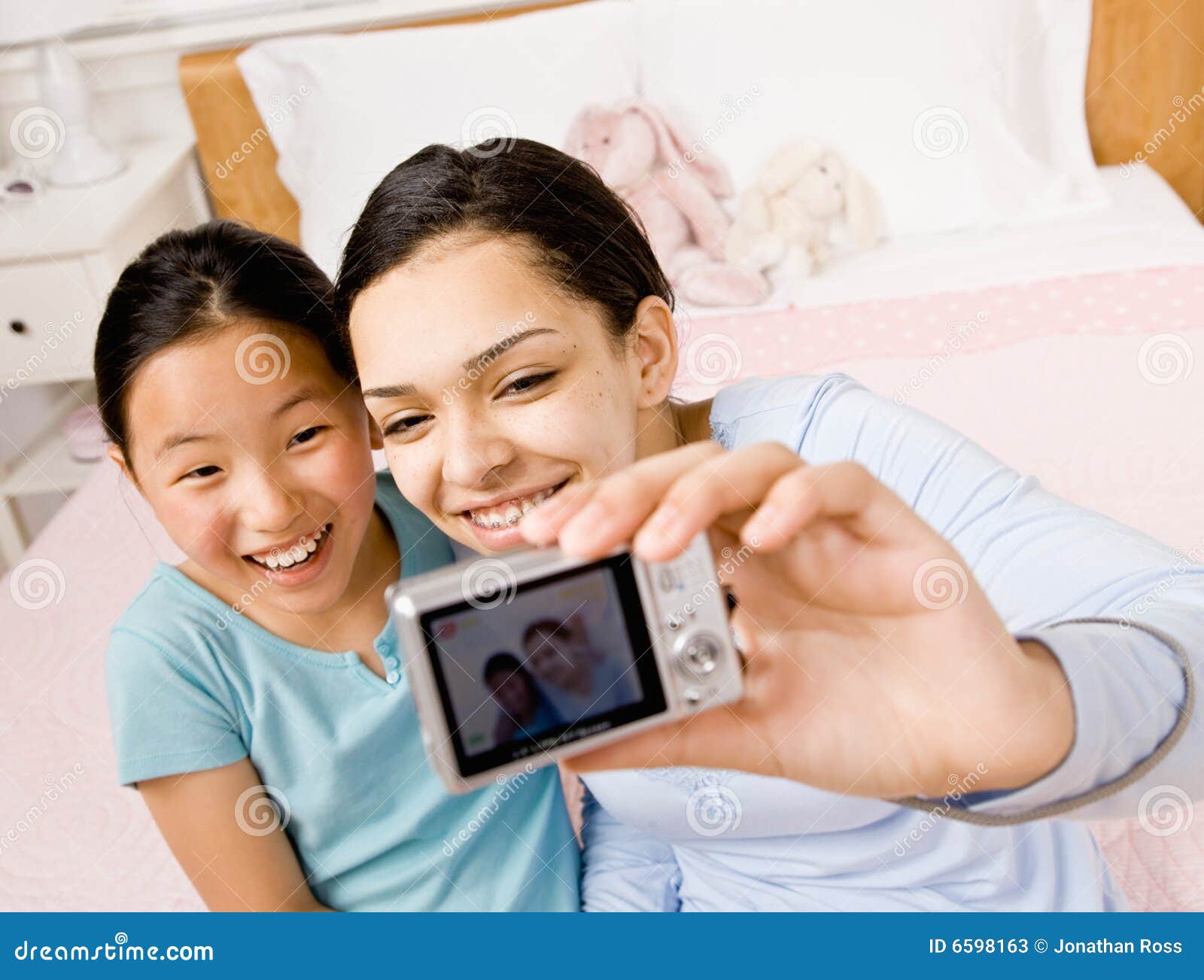 Friends Taking Self-portrait with Digital Camera Stock Image - Image of ...