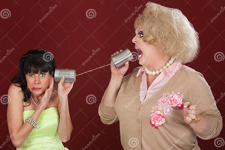 Friends Talk through Cans stock image. Image of hear - 24250735