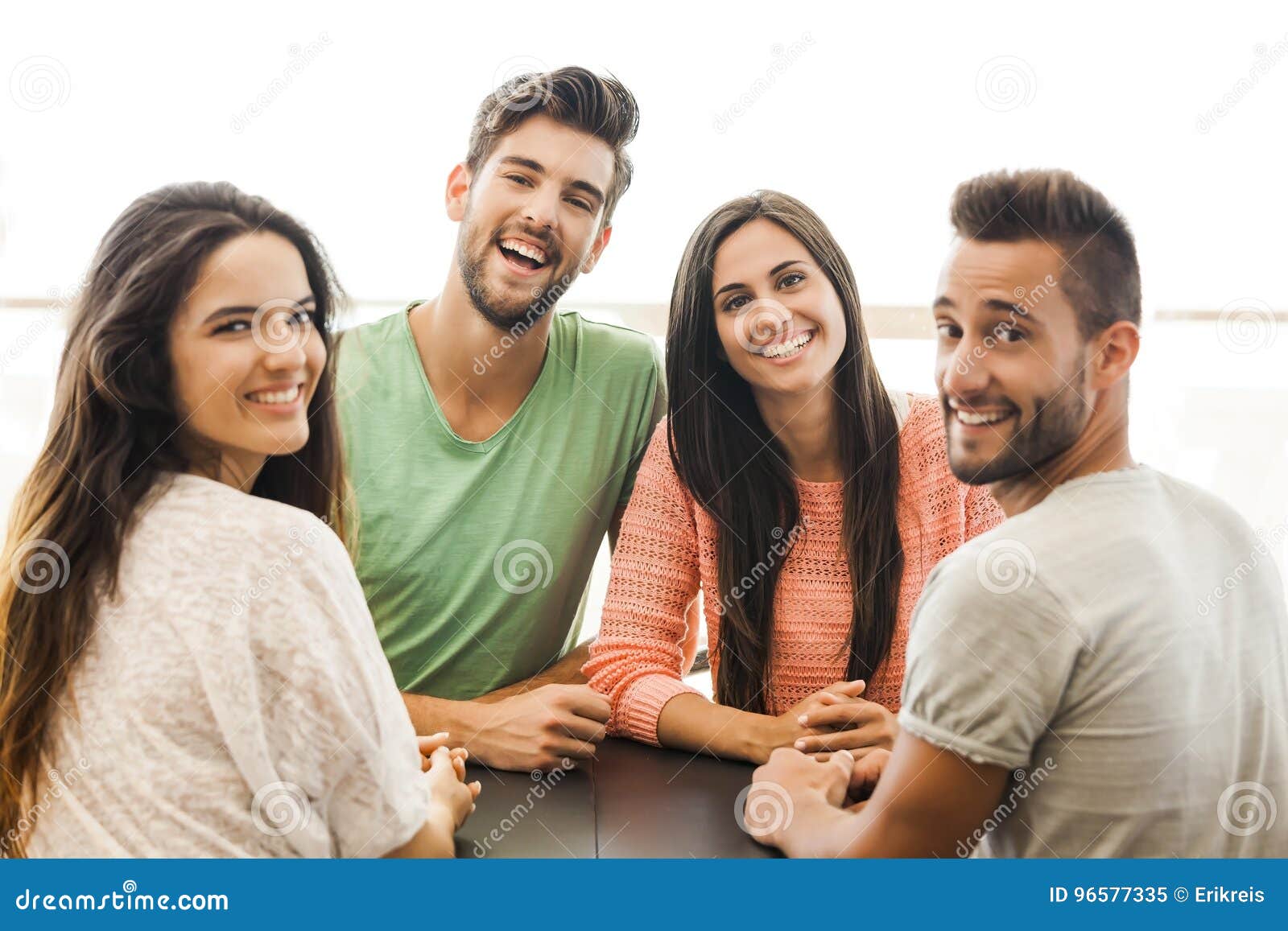 Friends talking stock image. Image of happy, urban, shop - 96577335