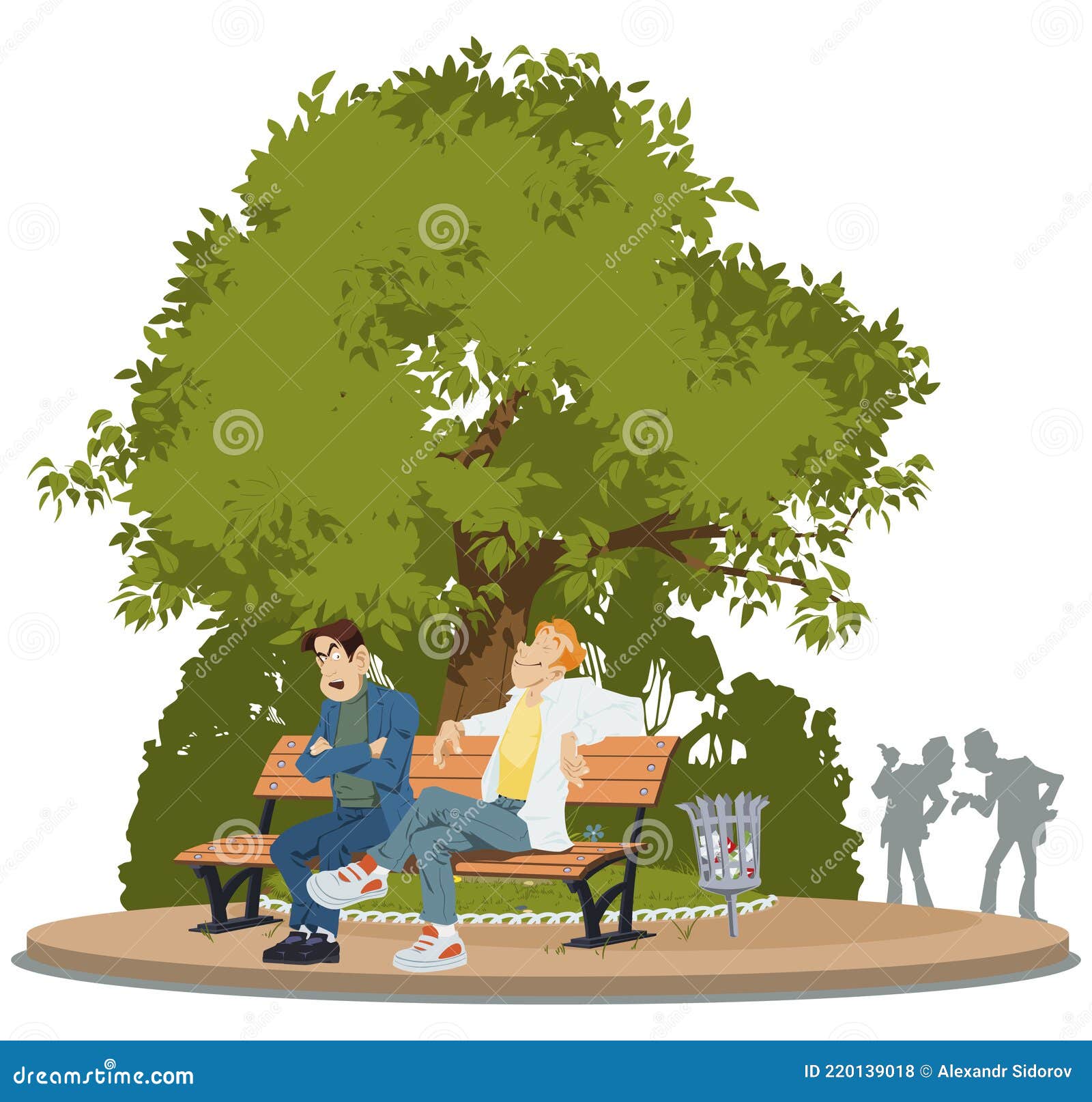 Friends Talking on Park Bench. Illustration for Internet Stock Vector ...