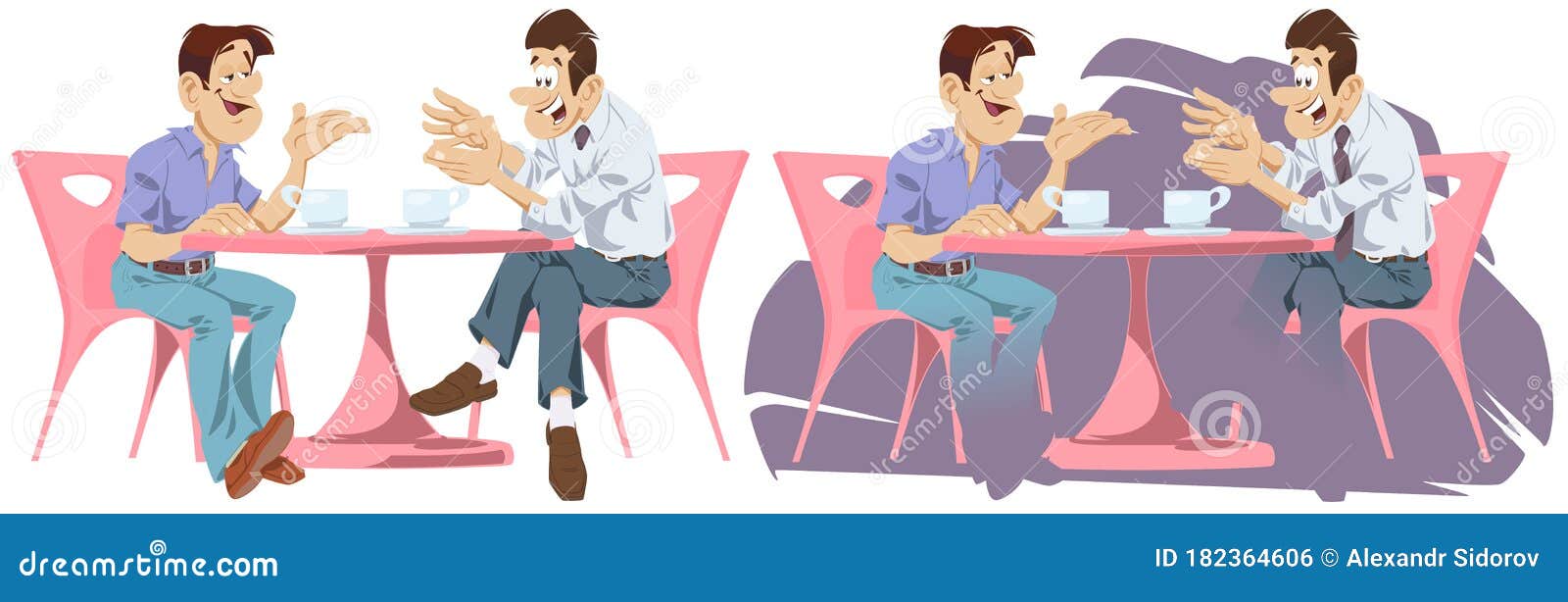 Friends are Talking at Table in Cafe. Funny People Stock Vector ...