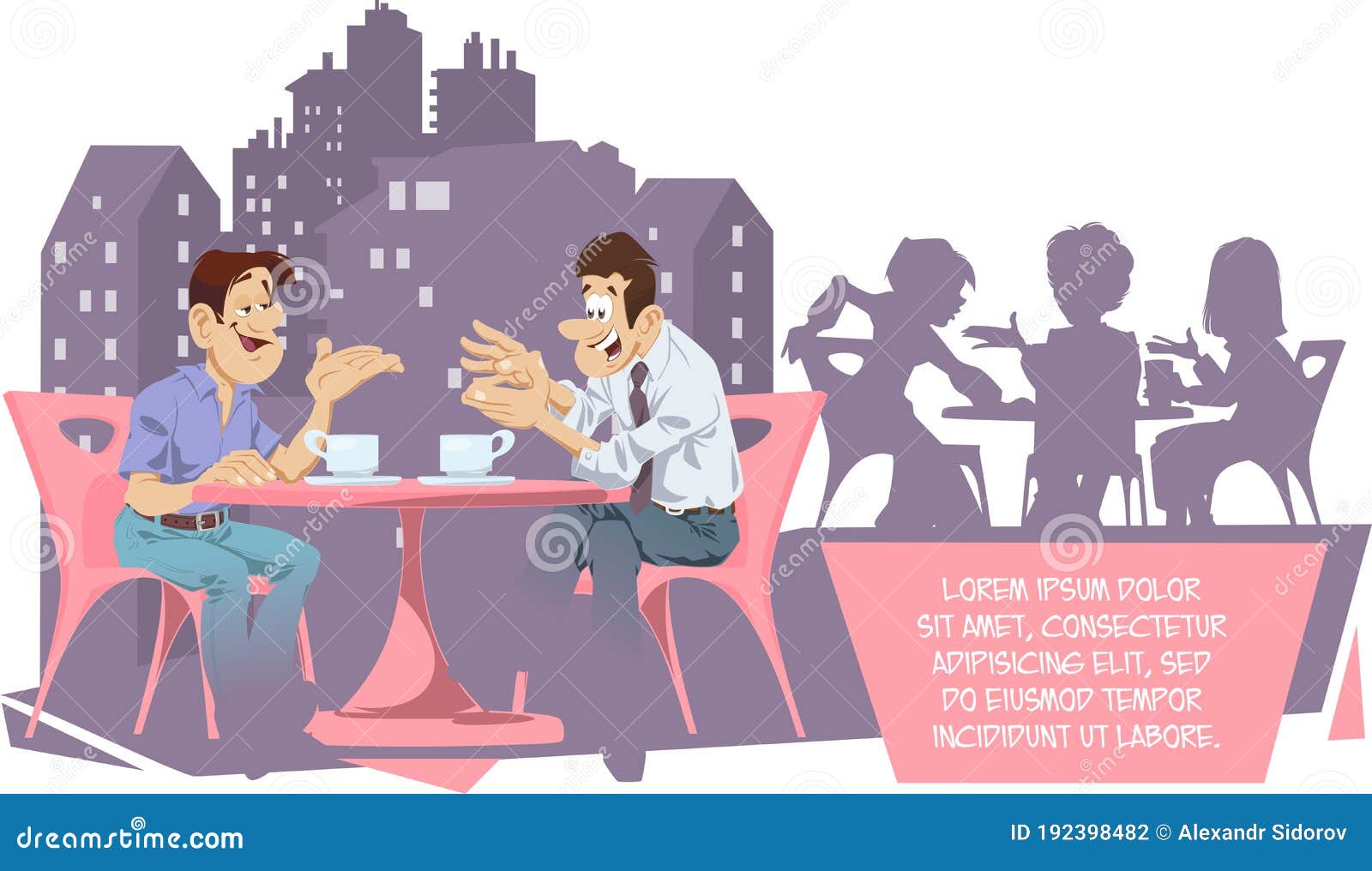 Friends are Talking at Table in Cafe. Funny People Stock Vector ...