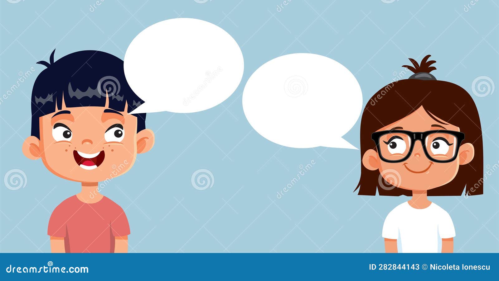 Happy Kids Having a Conversation Vector Cartoon Illustration Stock ... Happy Kids Having a Conversation Vector Cartoon Illustration Stock ...
