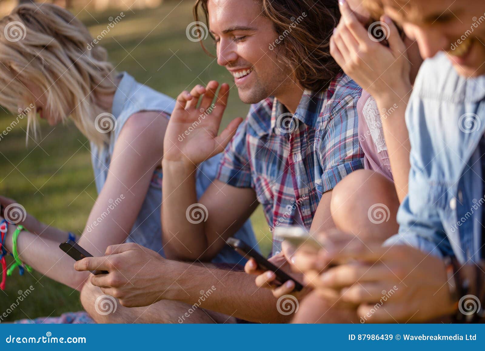 Friends Text Messaging on Mobile Phone Stock Image - Image of affection ...