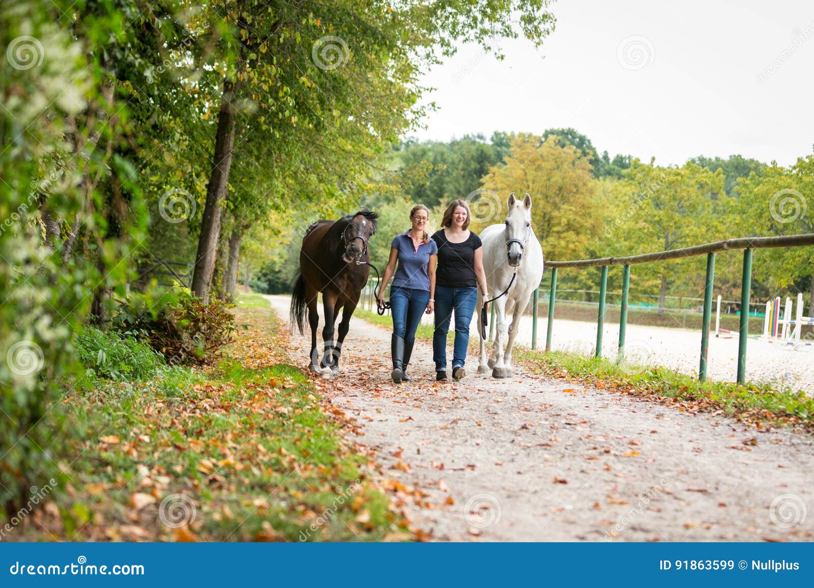 Friends with Their Horses stock image. Image of outdoors - 91863599