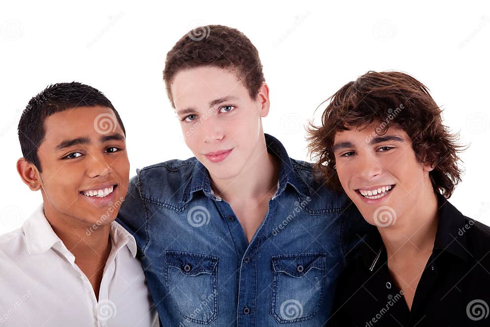 Friends: Three Young Man of Different Colors Stock Image - Image of ...