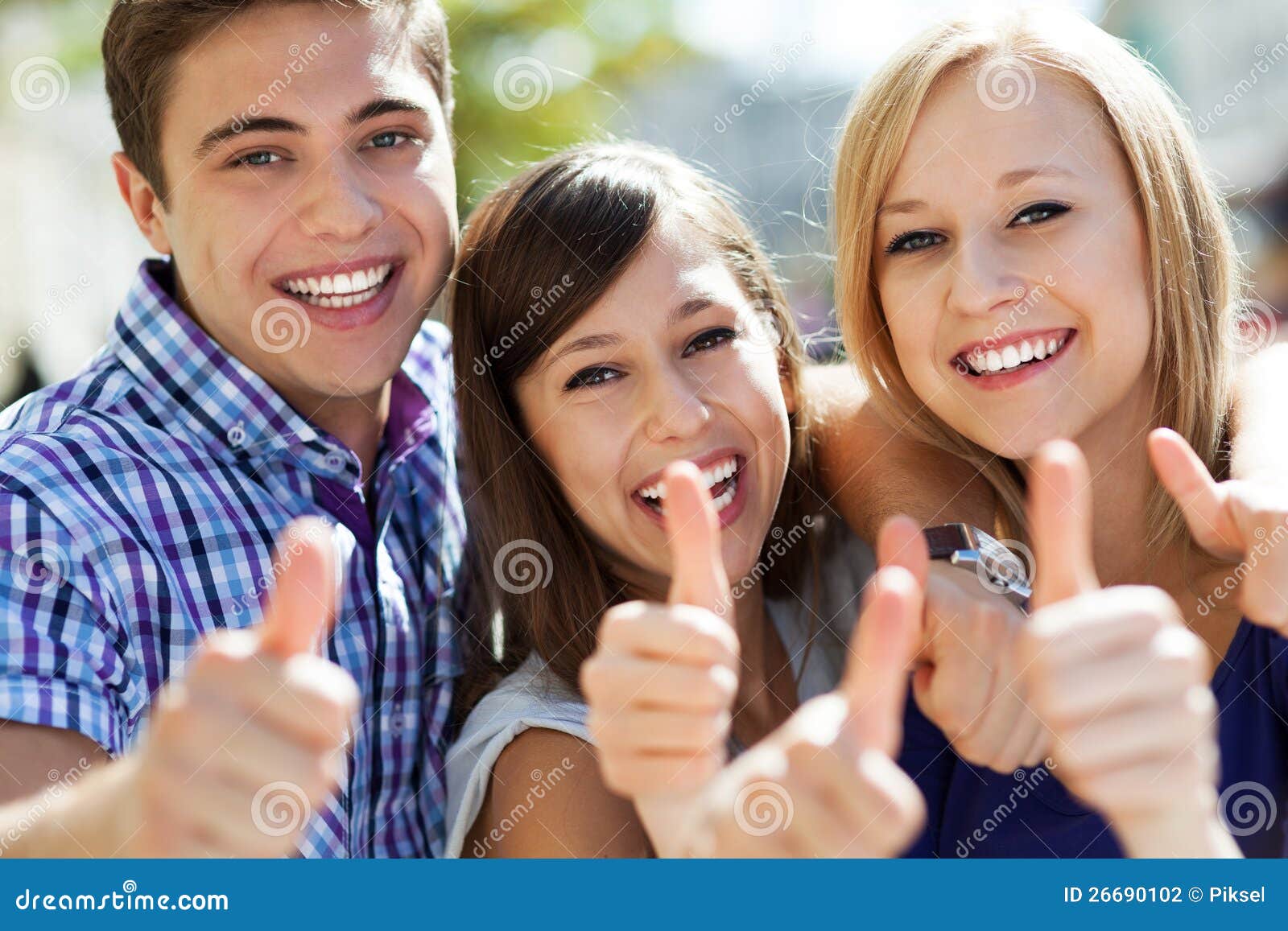 Friends with thumbs up stock photo. Image of student - 26690102