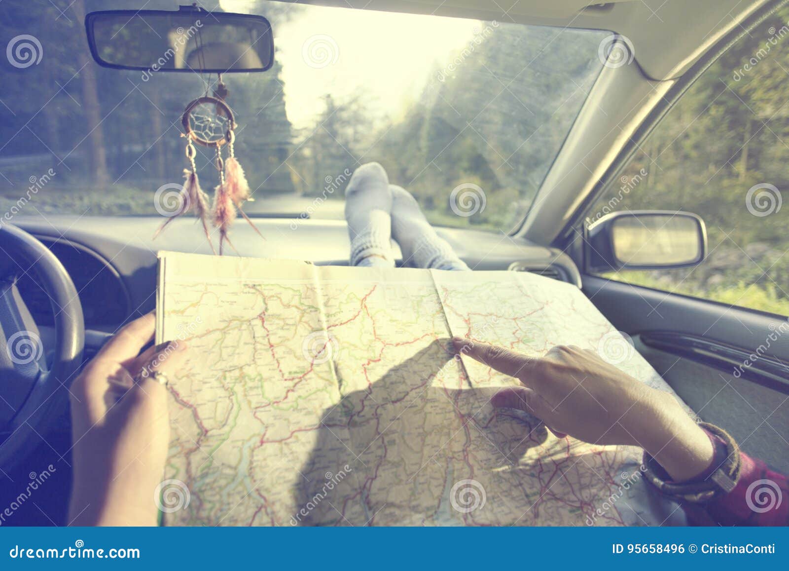 Friends Together for a New Adventure Looking for the Right Way on the ...