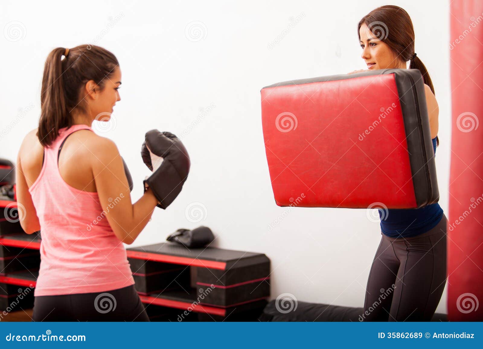 Friends Training Box at a Gym Stock Image - Image of sportswear ...