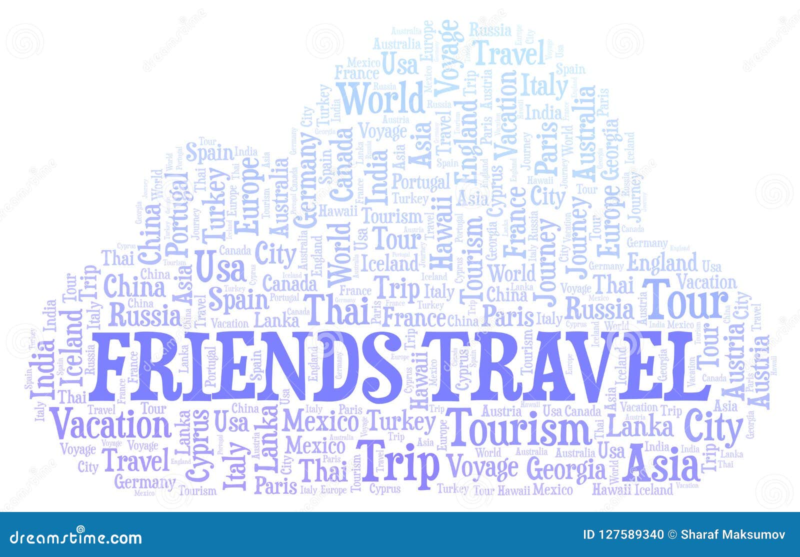 Friends Travel word cloud. stock illustration. Illustration of tourism ...