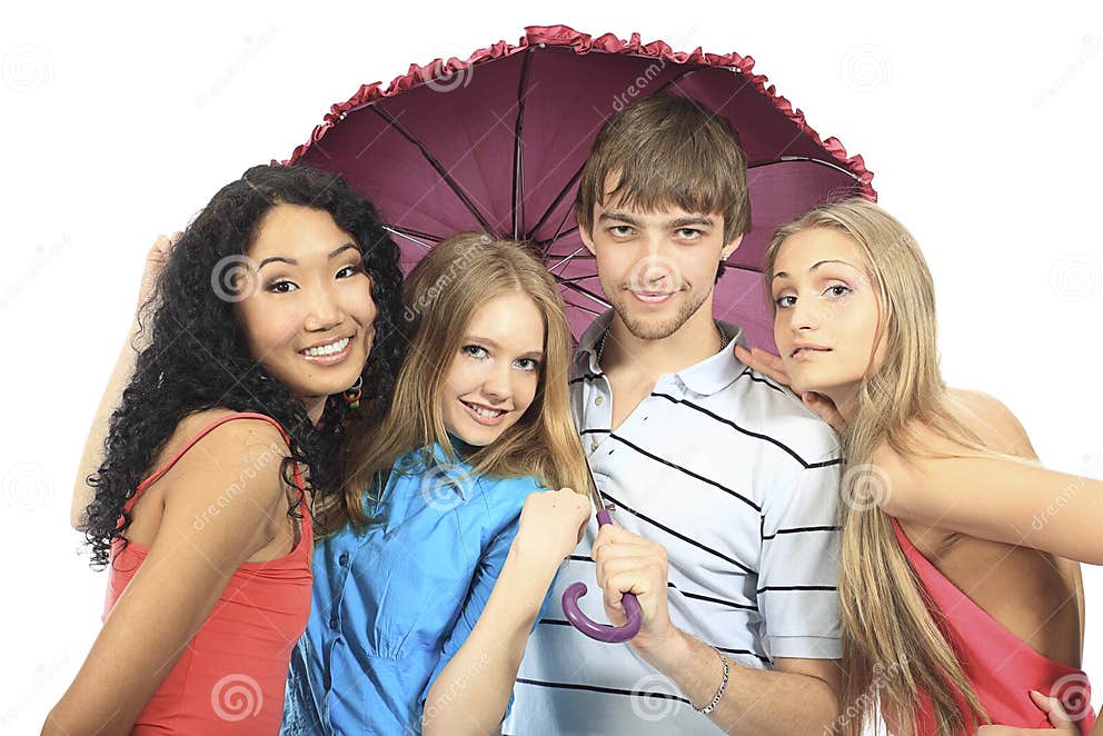 Friends with umbrella stock photo. Image of attractive - 11085634