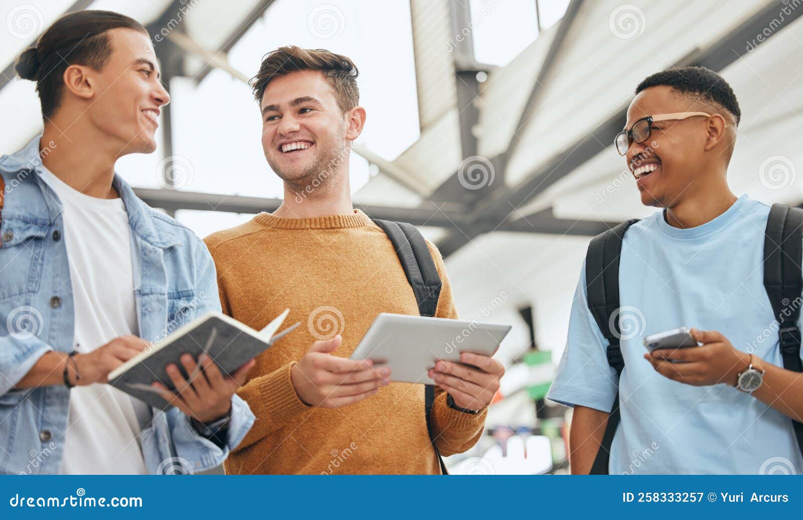 Friends, University and Students at Campus, Talking and Planning a ...