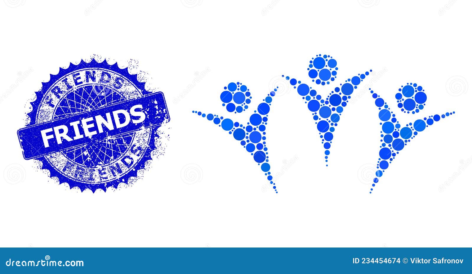Vector Friends Mosaic of Dots and Rubber Friends Badge Stock Vector ...
