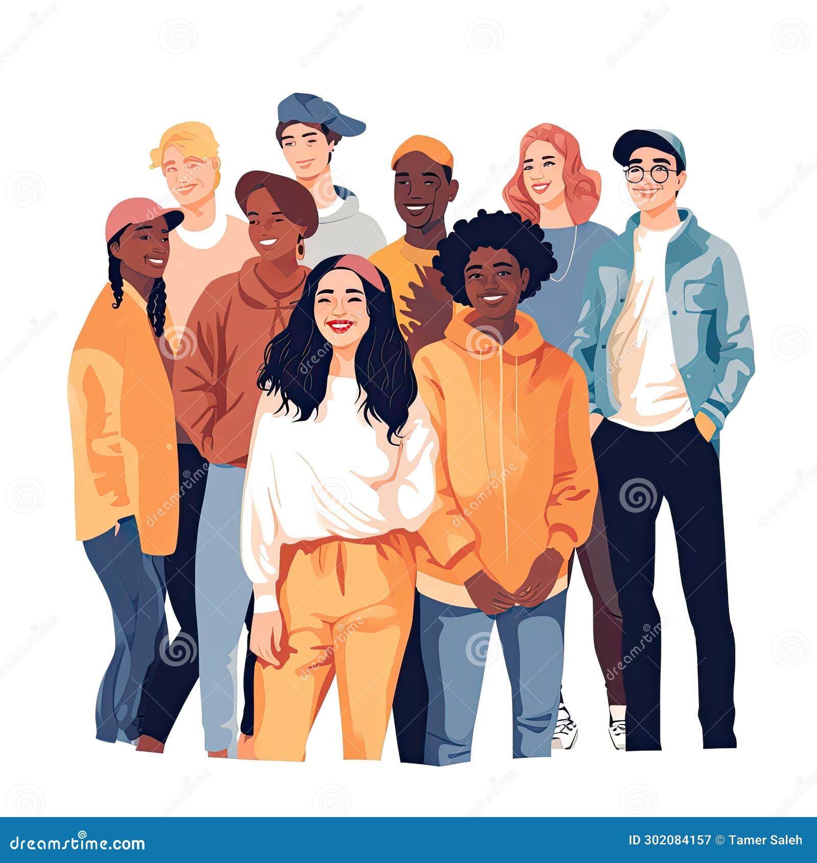 Friends Vector Illustration. Stock Illustration - Illustration of close ...