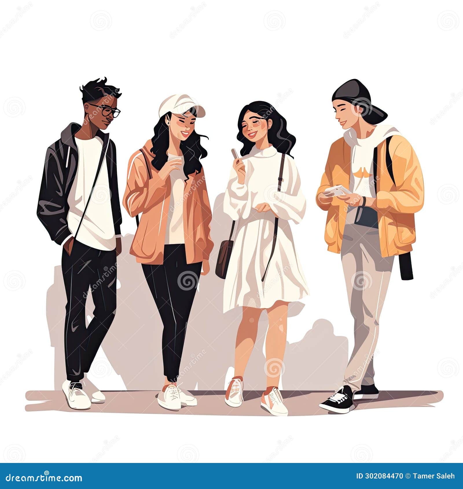 Friends Vector Illustration. Stock Illustration - Illustration of happy ...