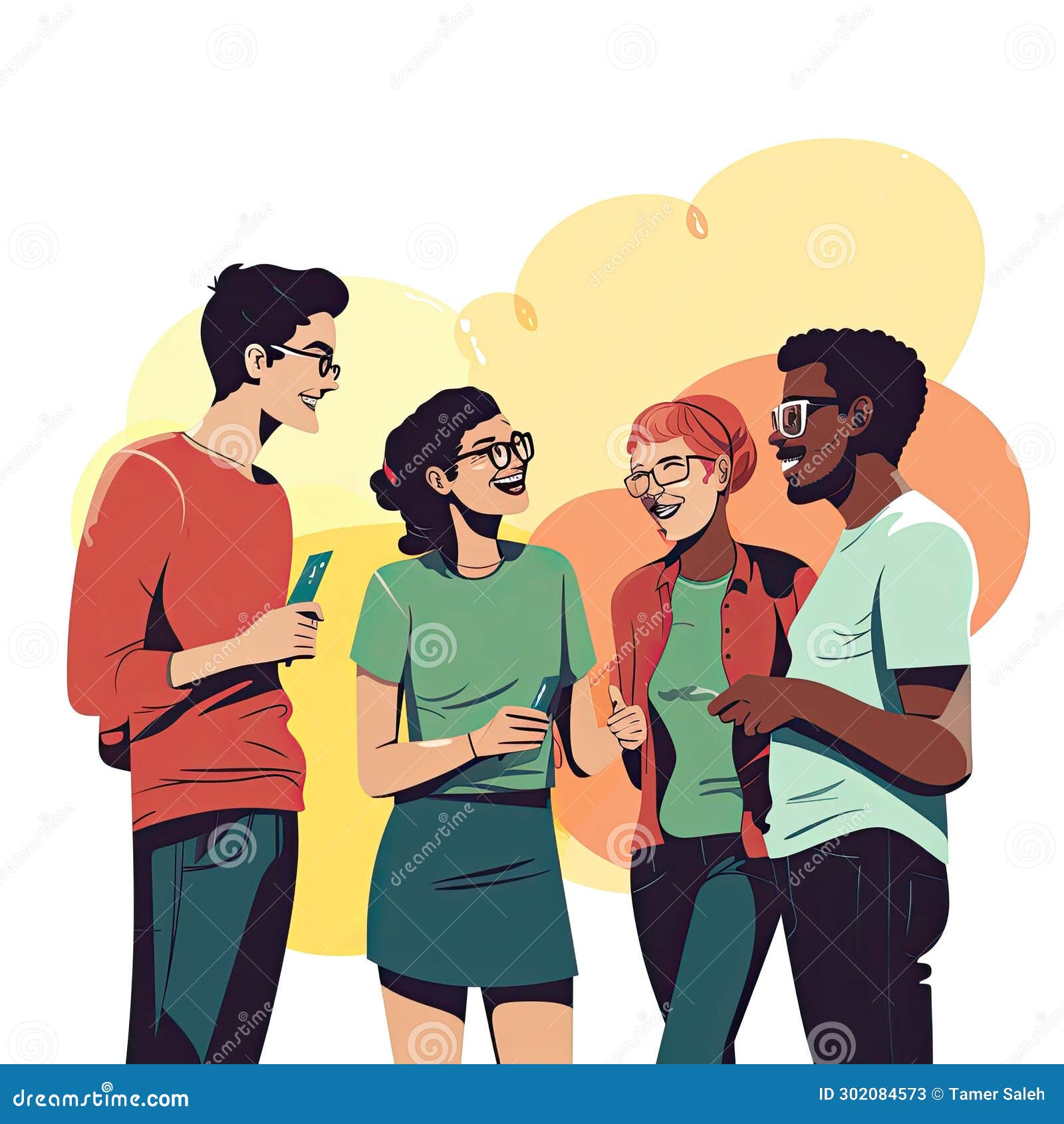 Friends Vector Illustration. Stock Illustration - Illustration of vibes ...