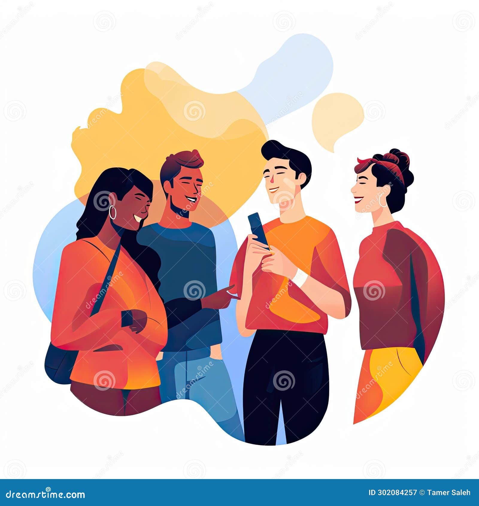 Friends Vector Illustration. Stock Illustration - Illustration of life ...