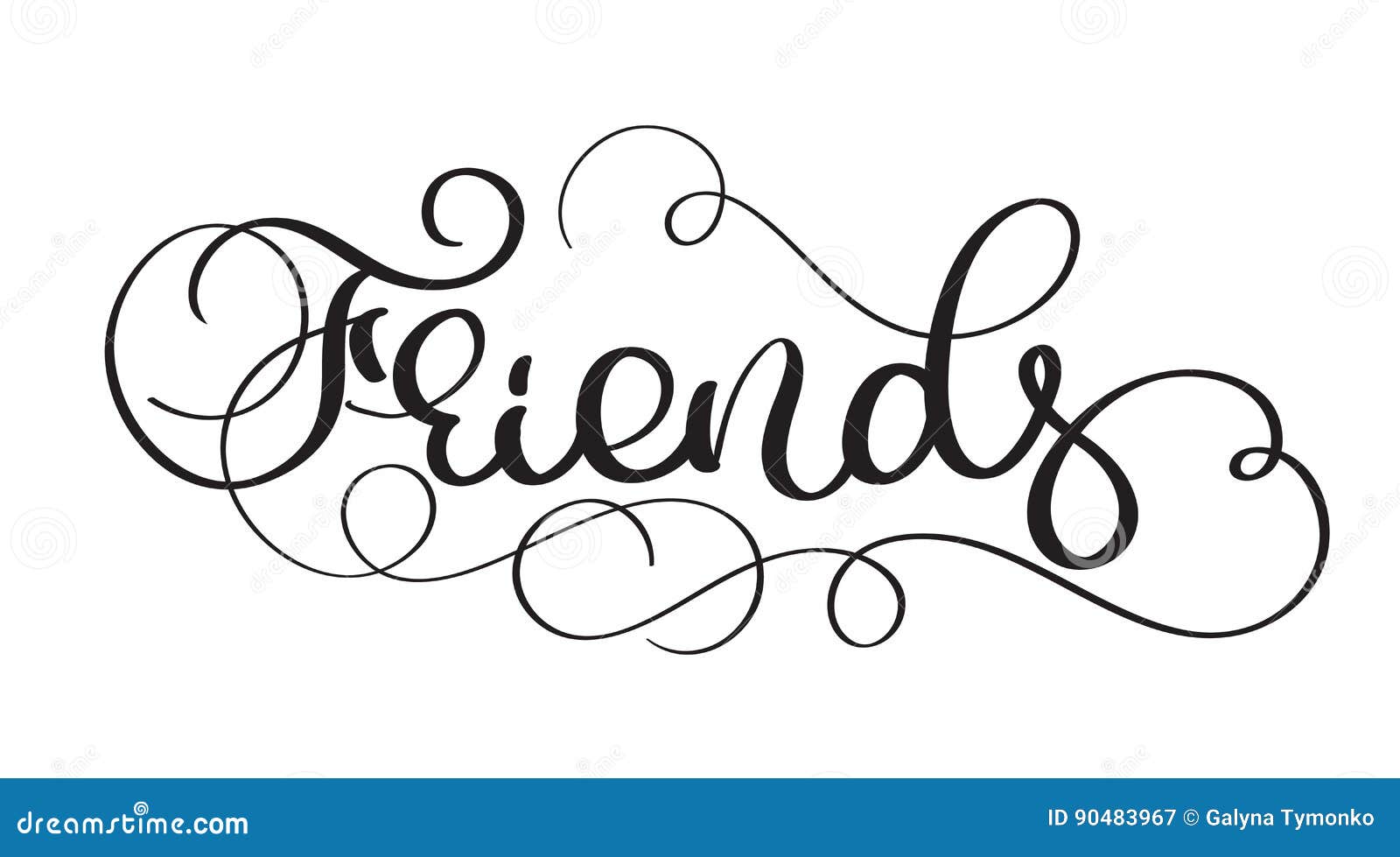 Friends Vector Vintage Text on White Background. Calligraphy Lettering ...