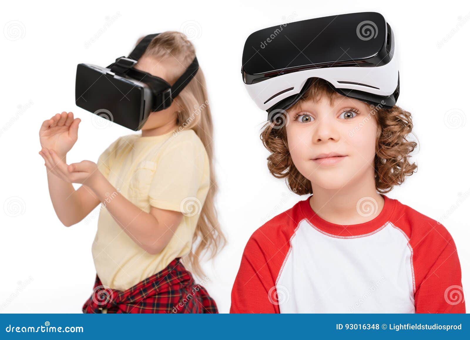 Friends in Virtual Reality Headsets Stock Photo - Image of together ...
