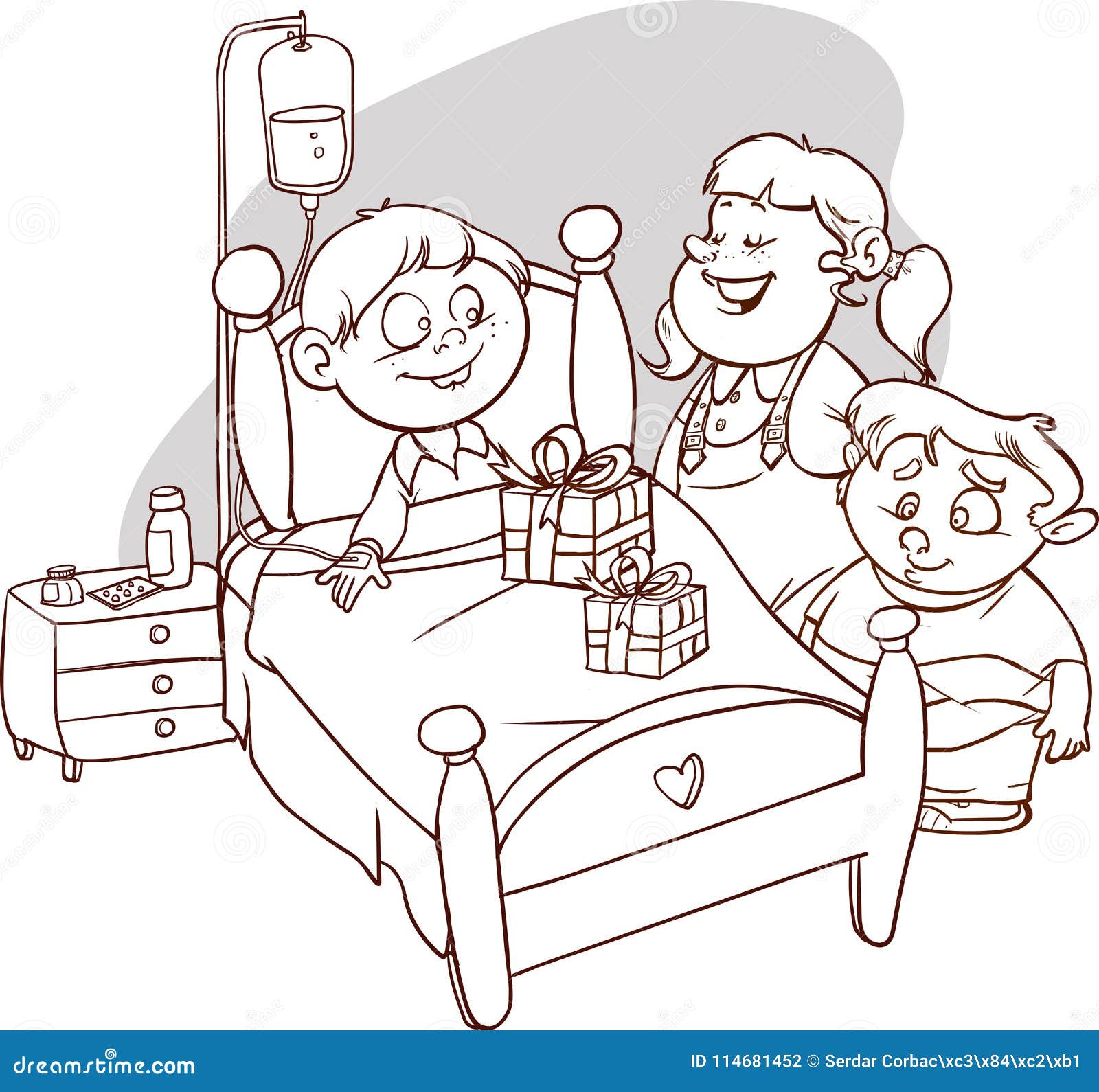 Friends Visiting Sick Child Vector Stock Vector - Illustration of ...