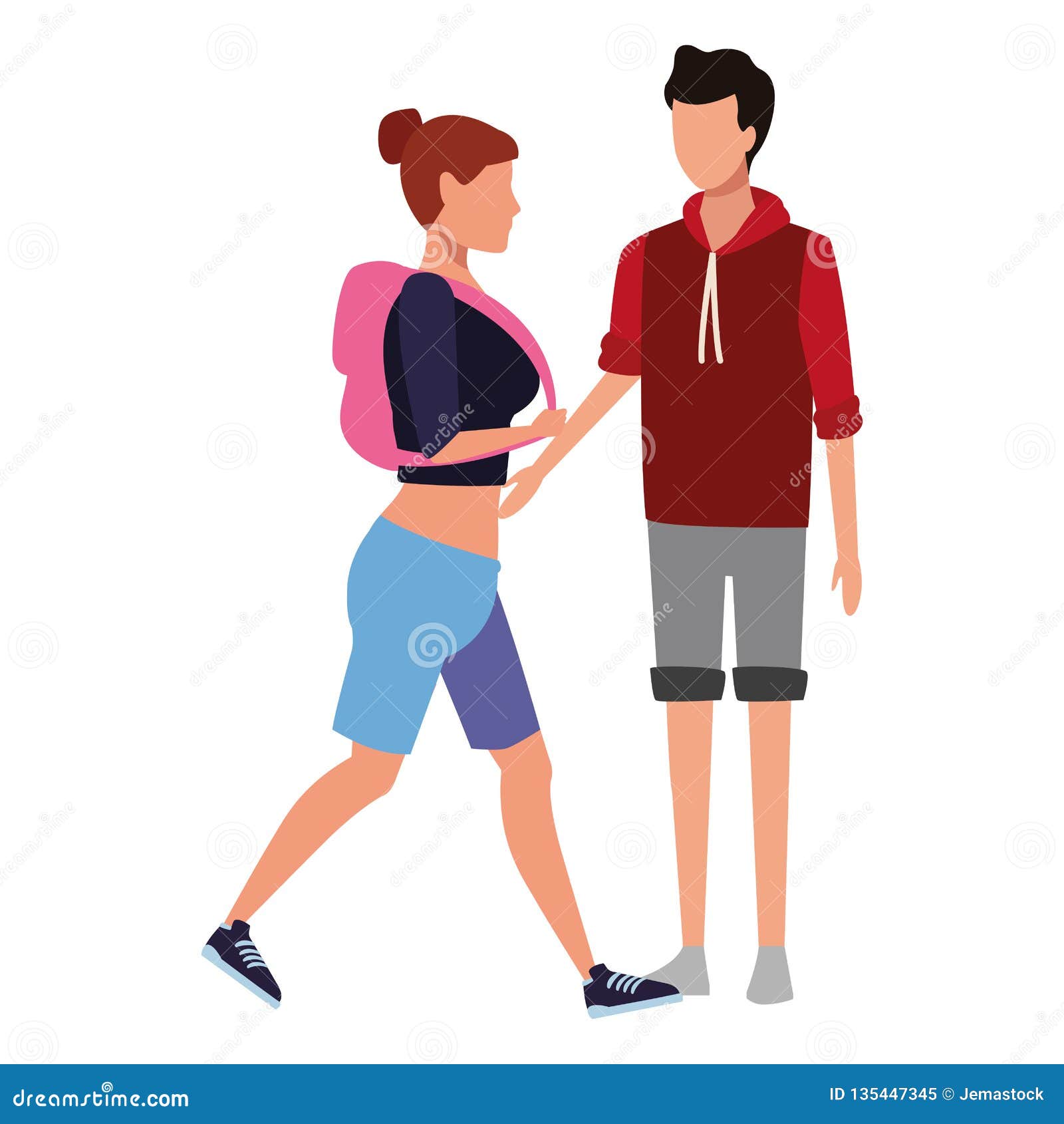 Friends walking cartoon stock vector. Illustration of anonymous - 135447345