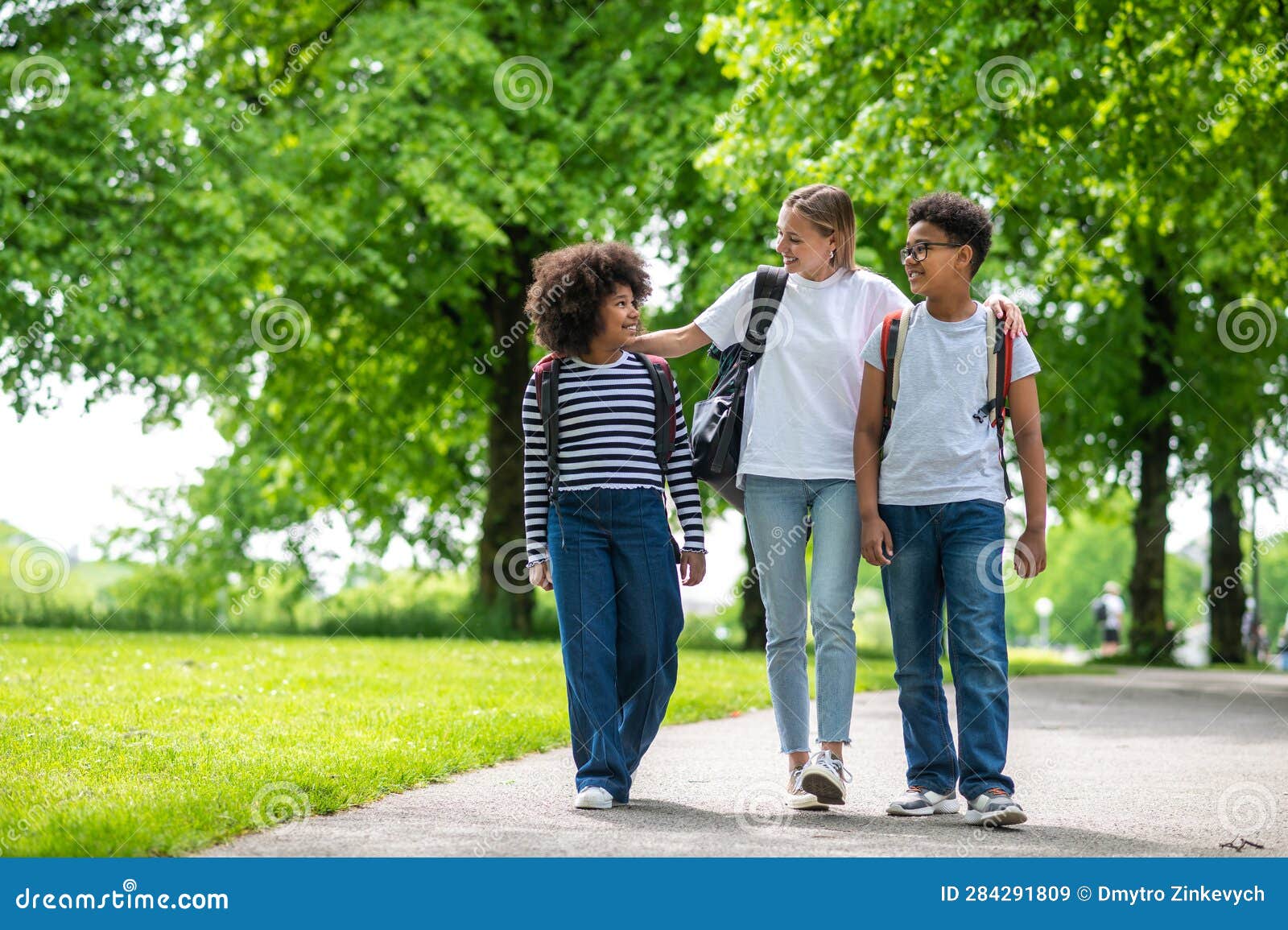 Friends Walking in the Park and Feeling Contented Stock Image - Image ...