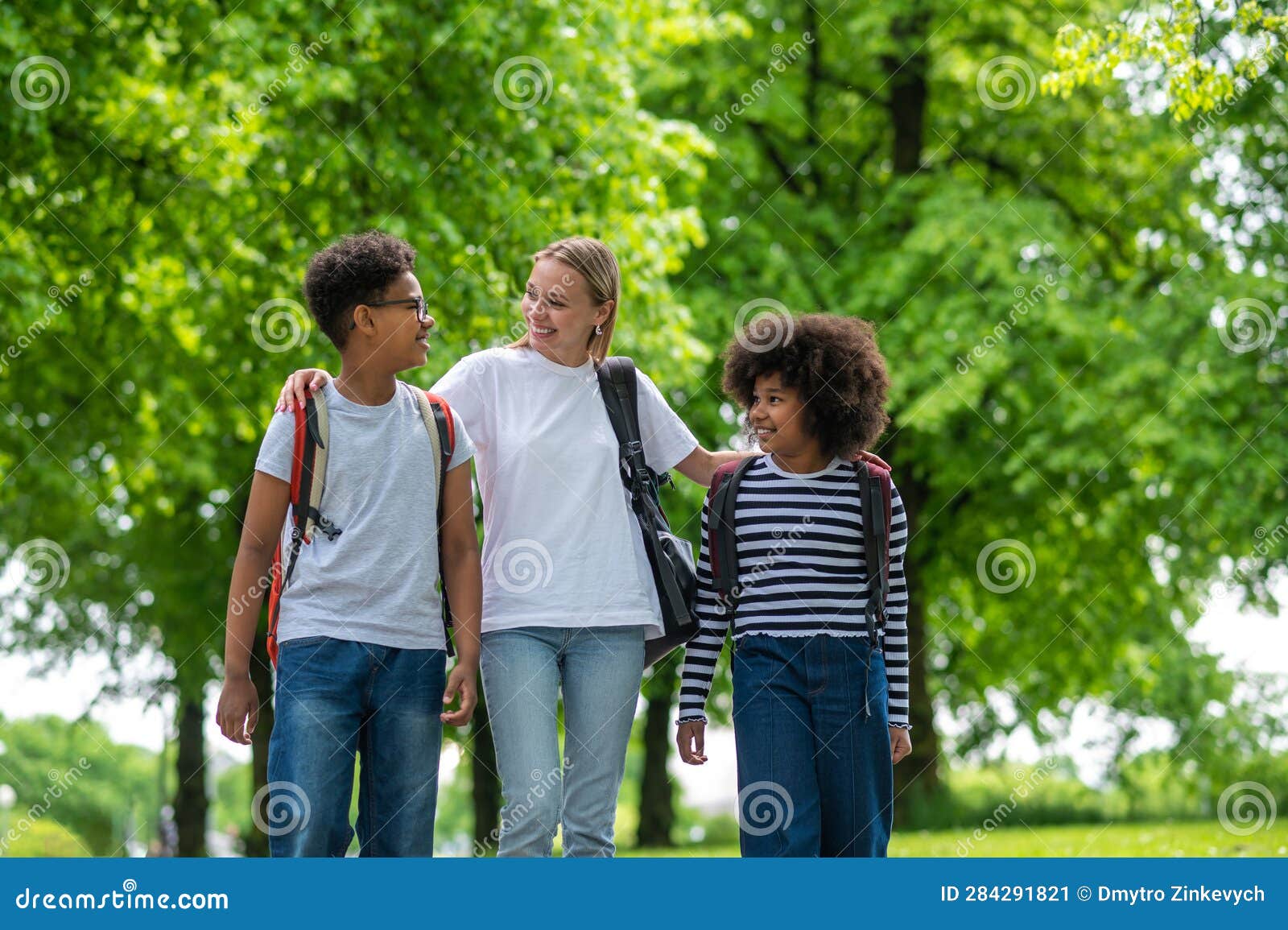 Friends Walking in the Park and Feeling Contented Stock Image - Image ...