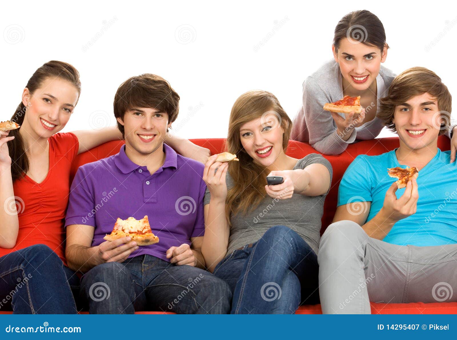 Friends watching TV stock image. Image of girls, people - 14295407