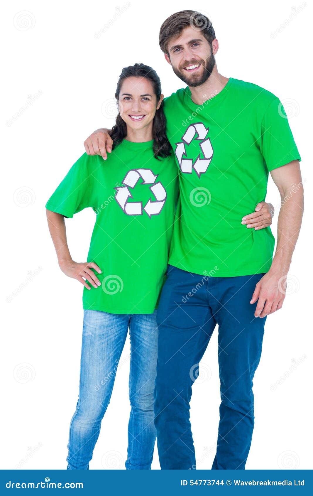 Friends Wearing Recycling Tshirts Stock Photo - Image of female ...