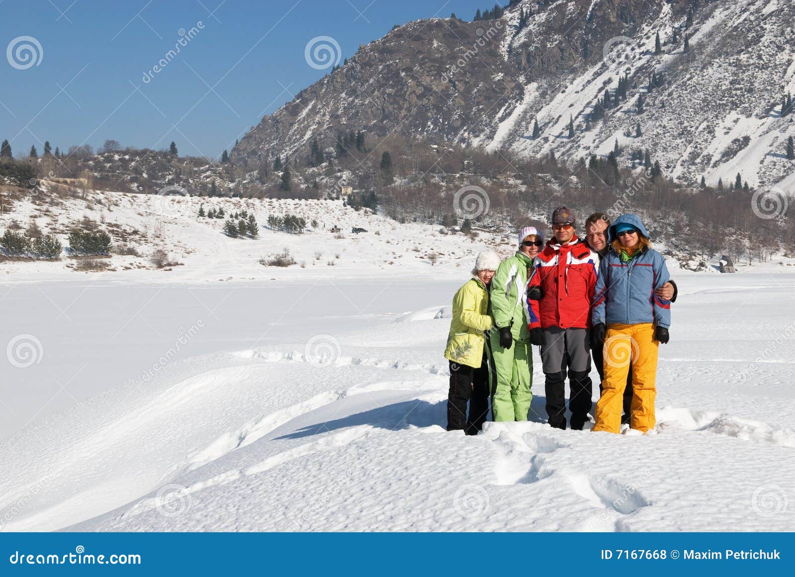 Friends in winter mountain stock photo. Image of cheerful - 7167668