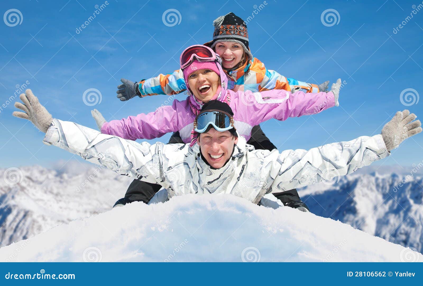 Friends in winter resort stock photo. Image of snowy - 28106562