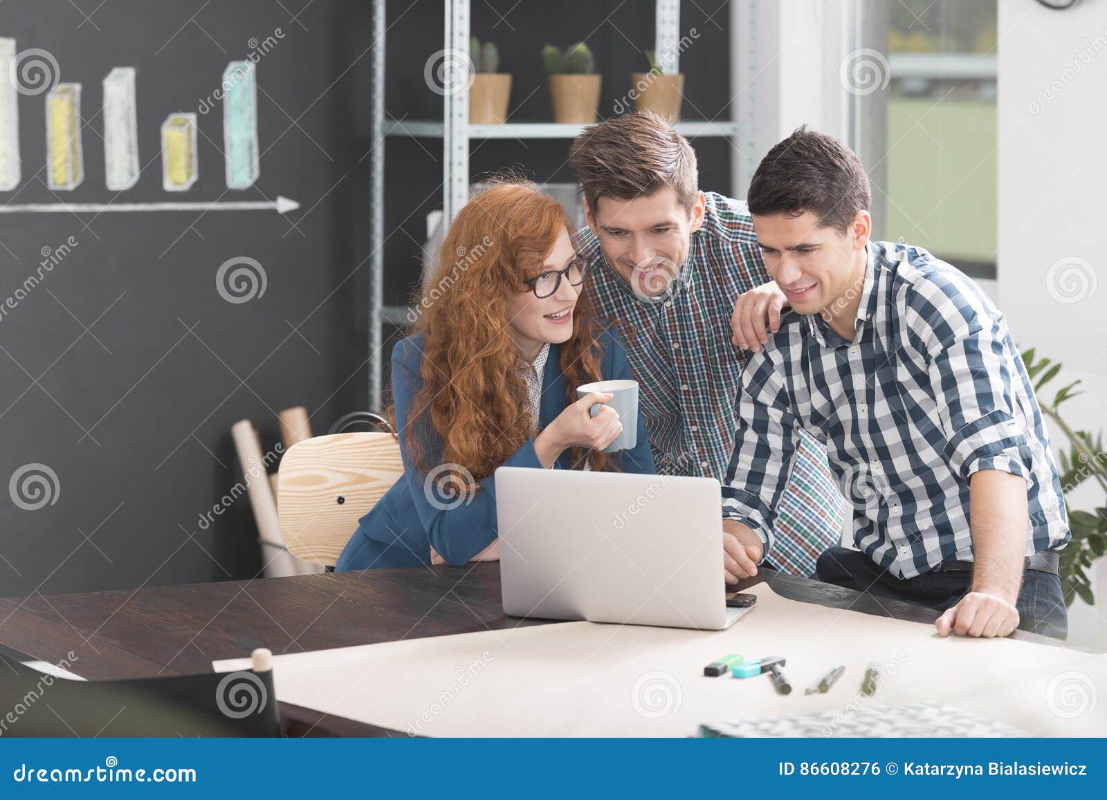 Friends at work stock photo. Image of color, occupation - 86608276