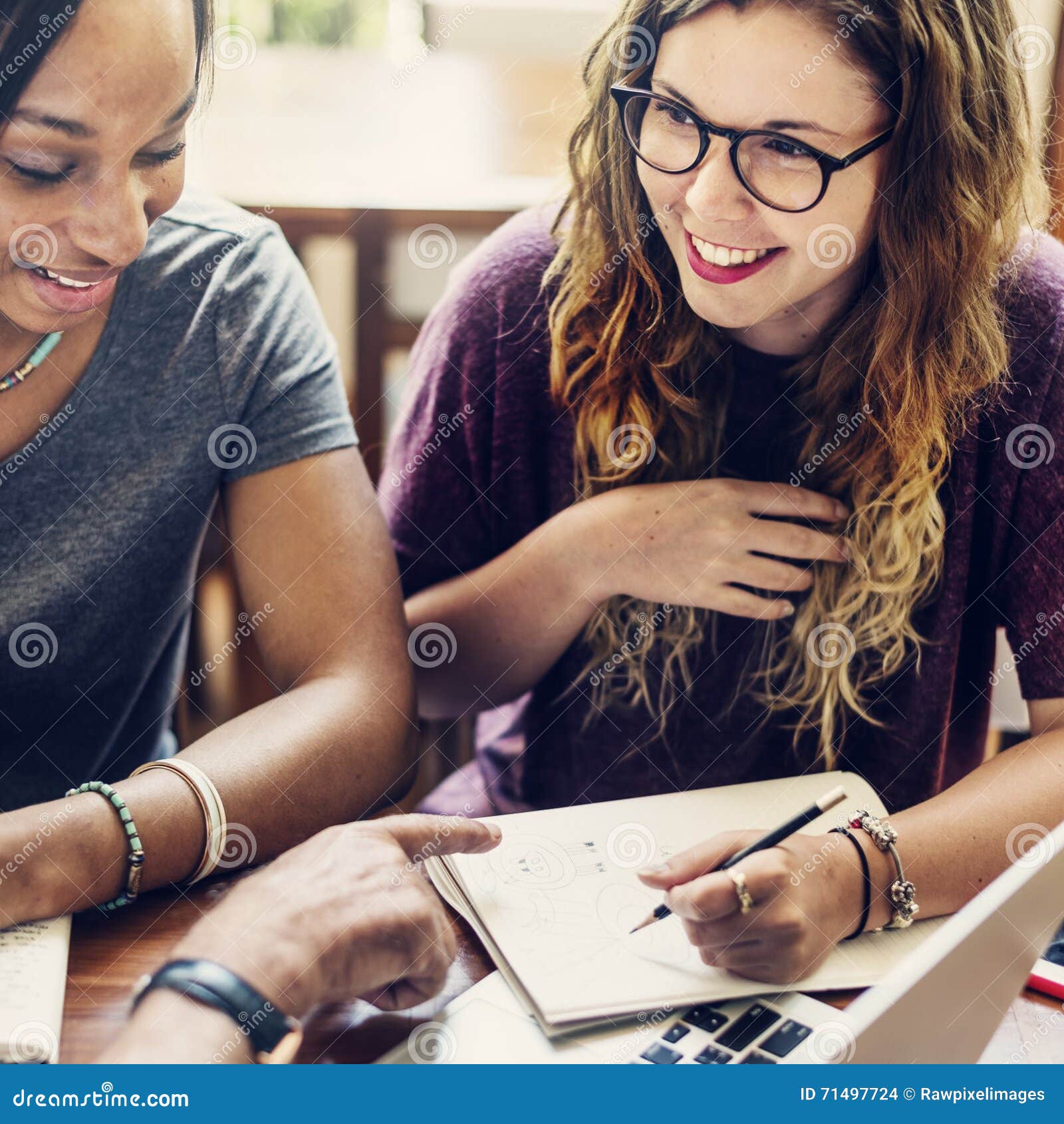 Friends Working Discussion Meeting Sharing Ideas Concept Stock Photo ...