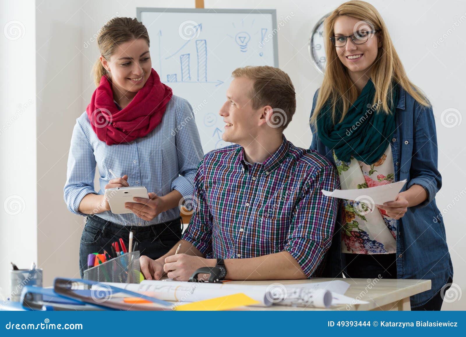 Friends Working Together at Office Stock Photo - Image of board ...