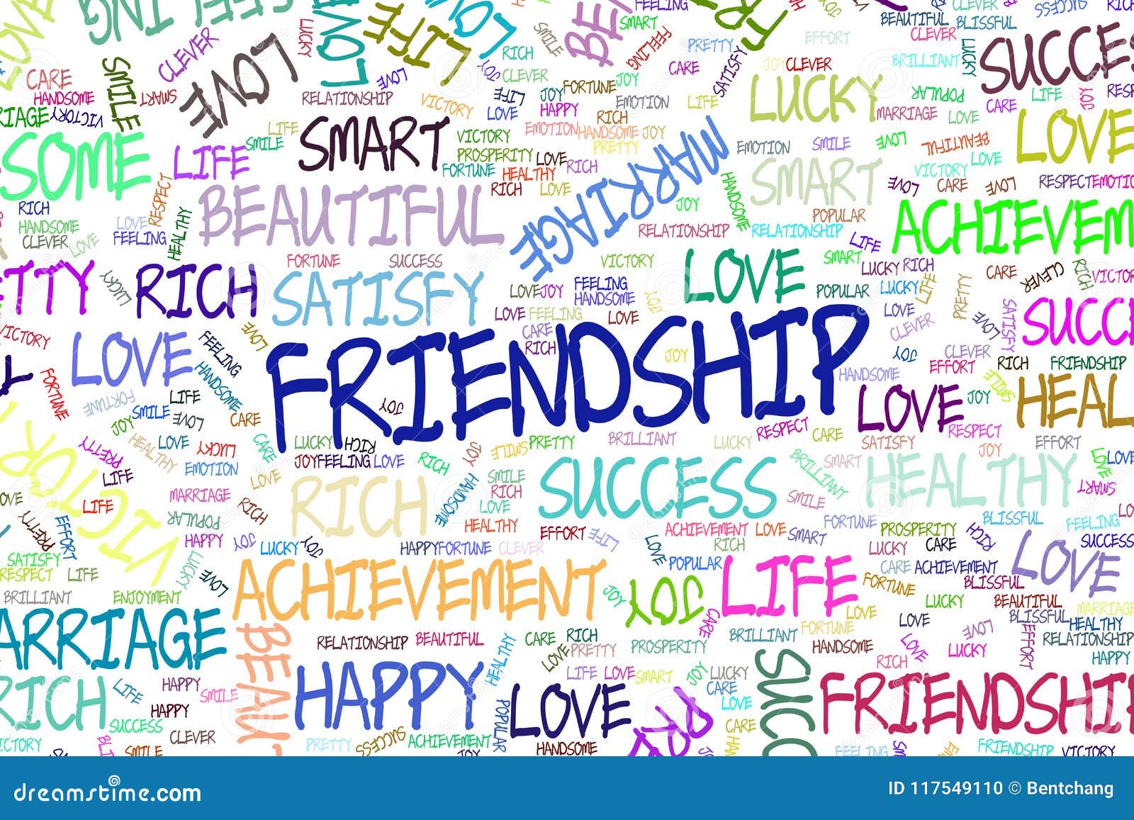 Friendship, Abstract Illustrations of Positive Emotion Word Cloud ...