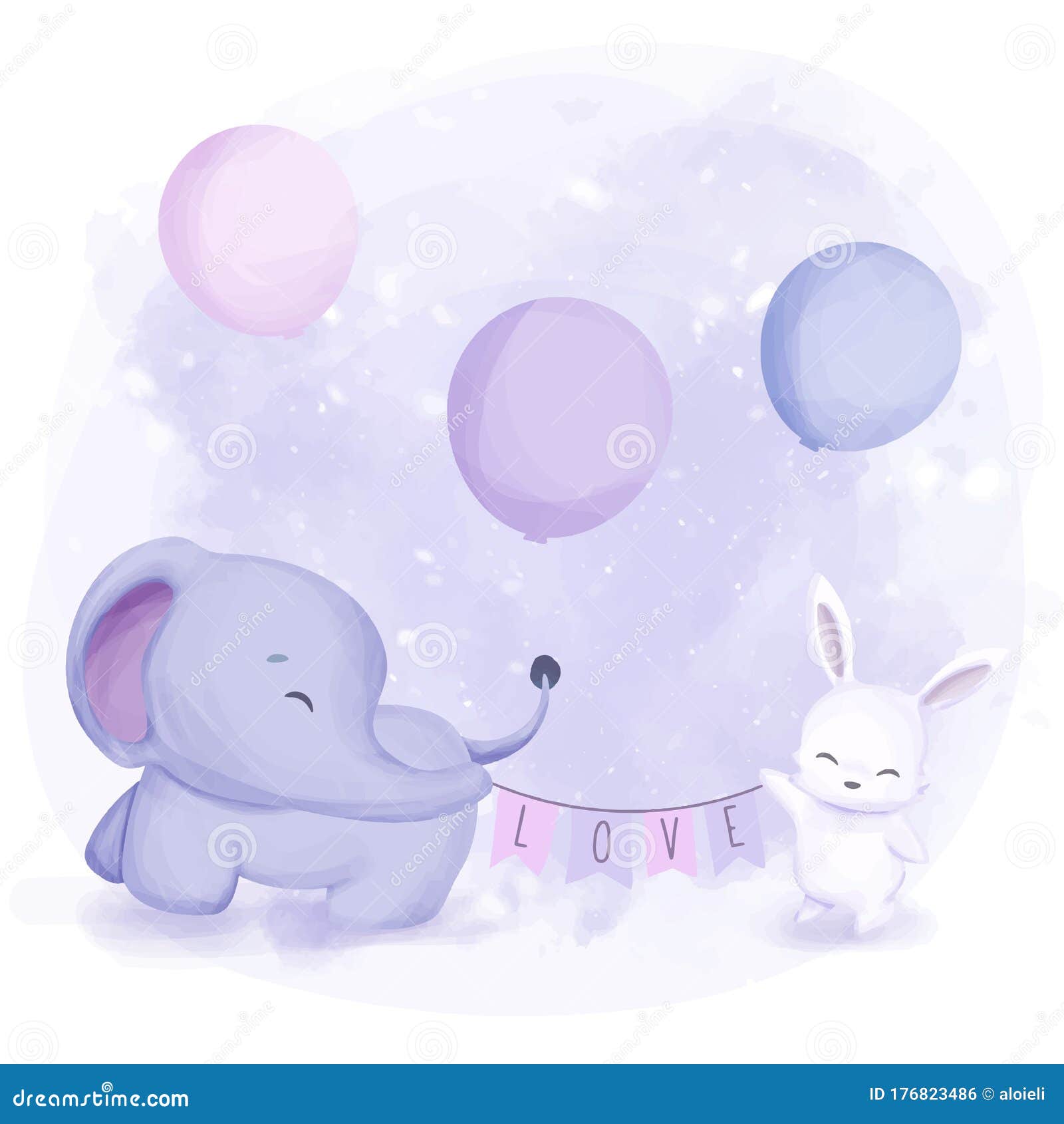 Friendship Animal Elephant and Rabbit Stock Illustration - Illustration ...